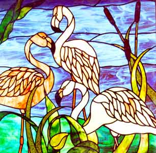 Flamingo Stained Glass Window
