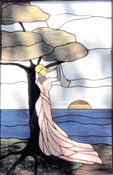 Lady 9 Goodbye Stained Glass Window Custom Glass Design