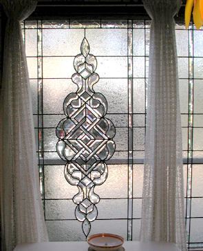 CH690PZ Large Leaded Glass Bevel Window Custom Glass Design